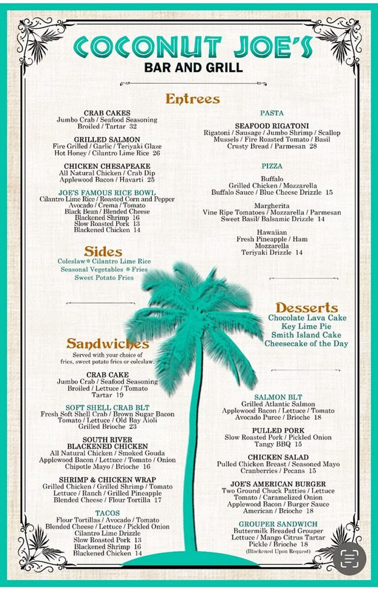 Menu – Coconut Joe's Bar & Grill
